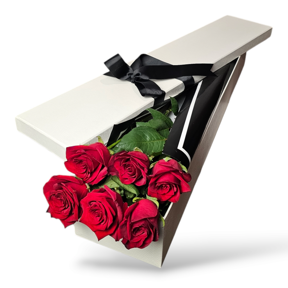 Long Stemmed Ecuador Red Roses Box - 6 Stems | Flower Delivery ...
